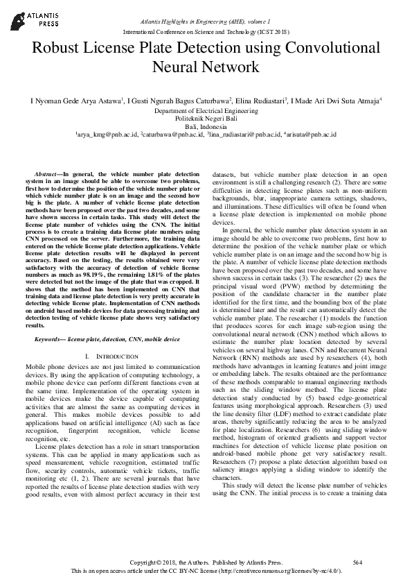 Pdf Robust License Plate Detection Using Convolutional Neural Network