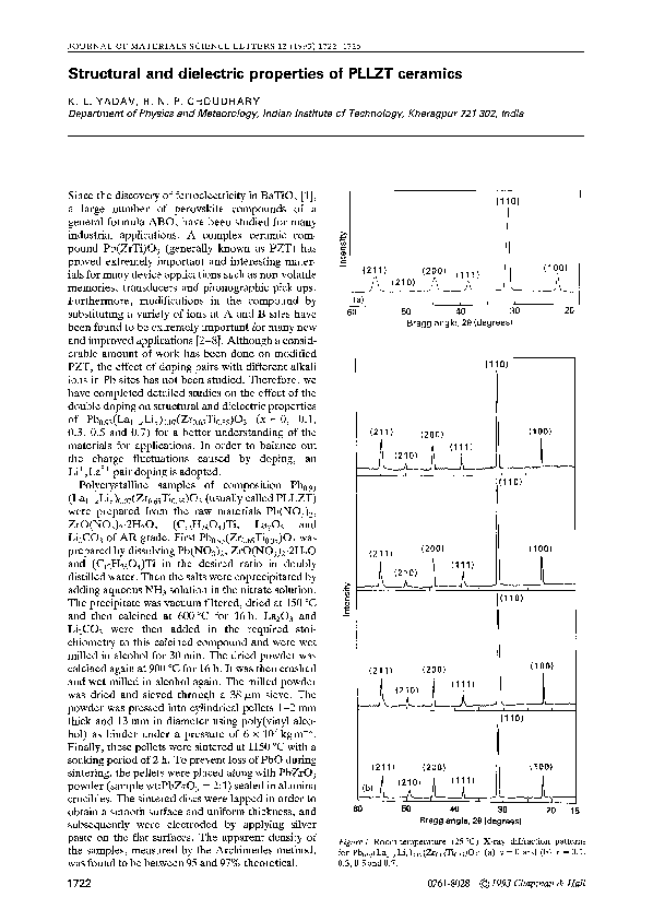 (PDF) Structural and dielectric properties of PLLZT ceramics