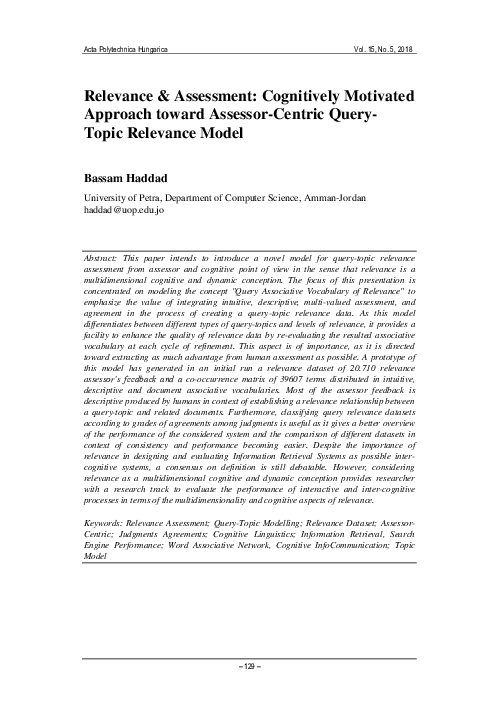 (PDF) Relevance & Assessment: Cognitively Motivated Approach toward Assessor-Centric Query-Topic ...