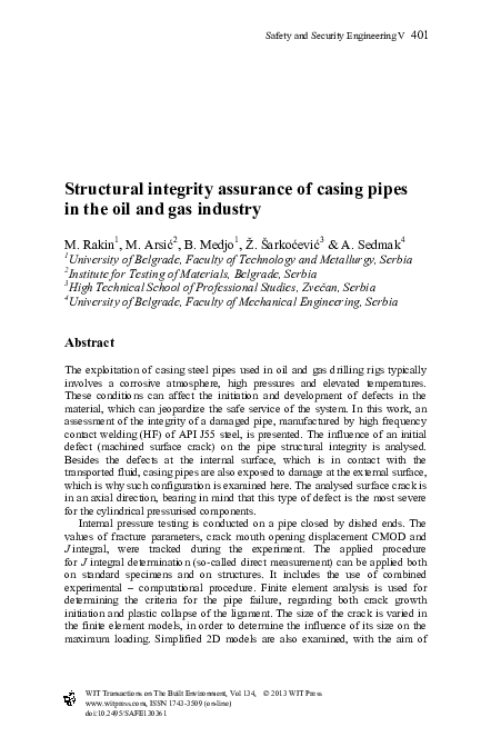 (PDF) Structural integrity assurance of casing pipes in the oil and gas ...