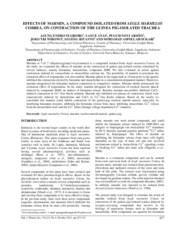(PDF) Effects of marmin, a compound isolated from Aegle marmelos Correa ...