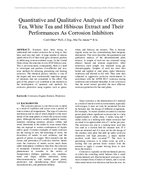 (PDF) Quantitative and Qualitative Analysis of Green Tea , White Tea ...