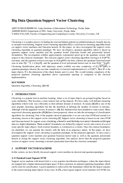 (PDF) Big Data Quantum Support Vector Clustering
