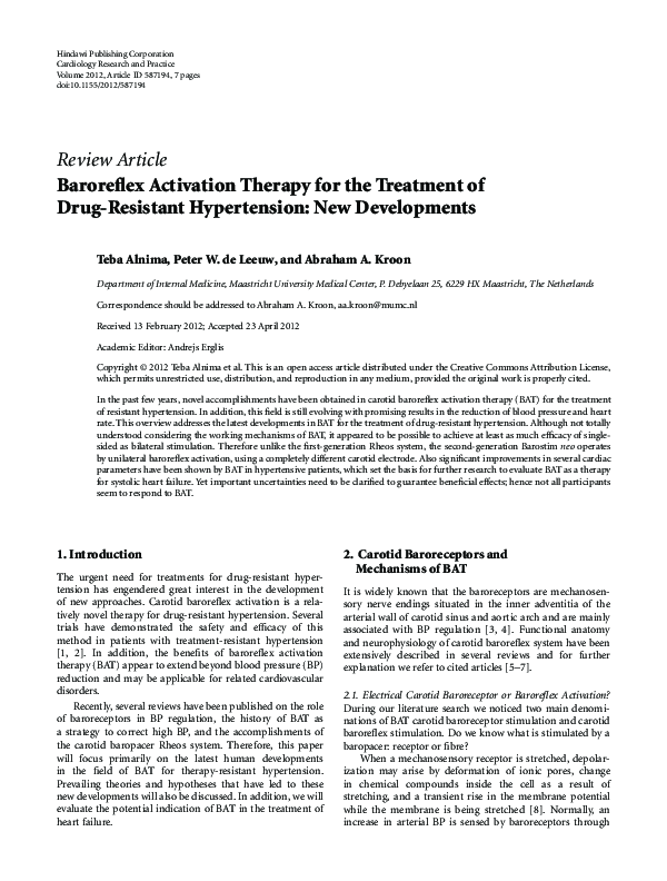 (PDF) Baroreflex Activation Therapy for the Treatment of Drug-Resistant ...
