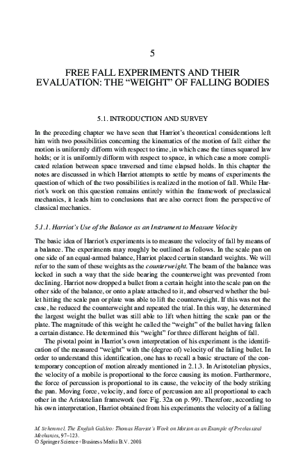 (PDF) Free Fall Experiments and Their Evaluation: The “Weight” of ...