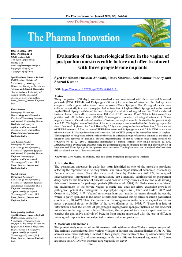 (PDF) Evaluation of the bacteriological flora in the vagina of ...