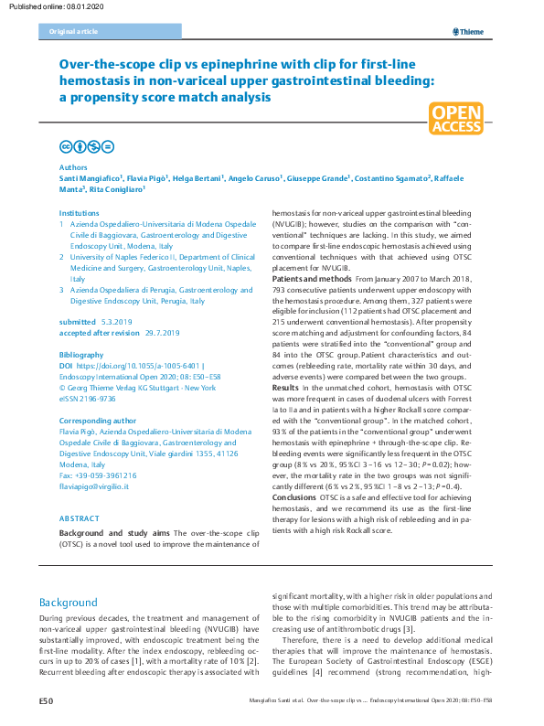 (PDF) Over-the-scope clip vs epinephrine with clip for first-line ...