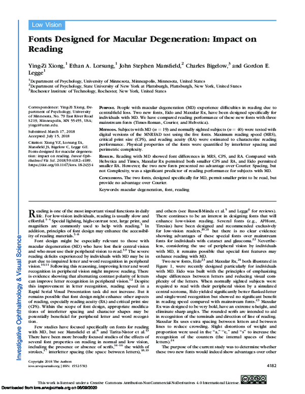(PDF) Fonts Designed for Macular Degeneration: Impact on Reading