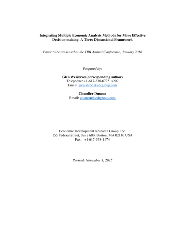 (PDF) Integrating Multiple Economic Analysis Methods for More Effective Decision Making: Three ...