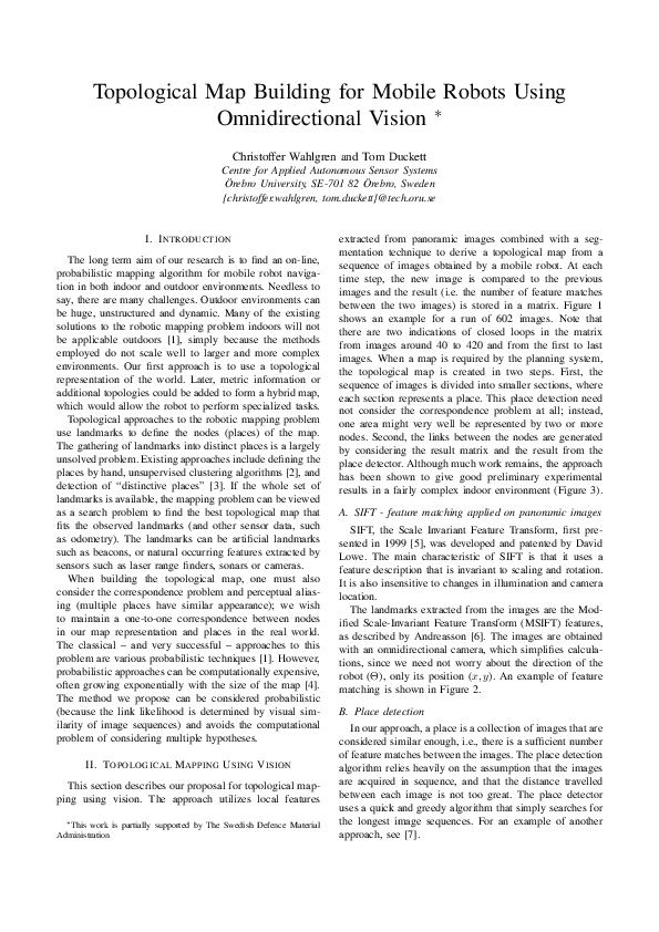(PDF) Topological map building for mobile robots using omnidirectional vision