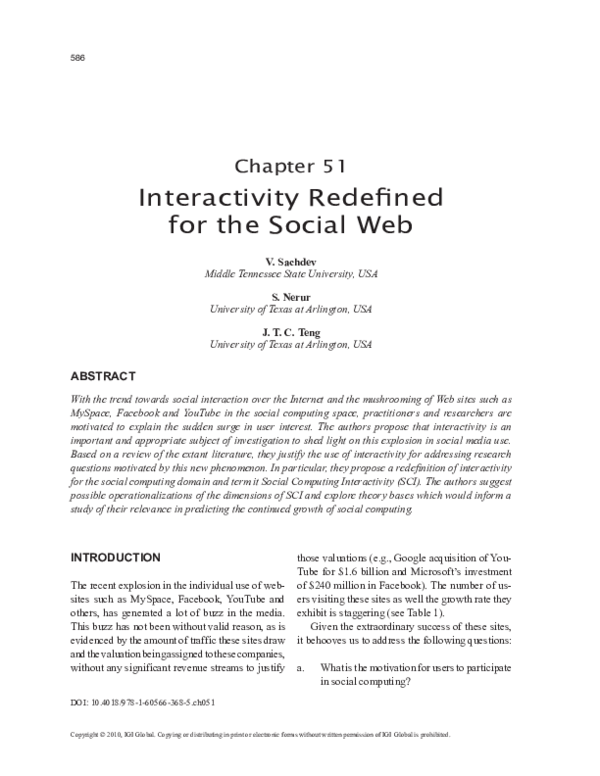(PDF) Interactivity Redefined for the Social Web