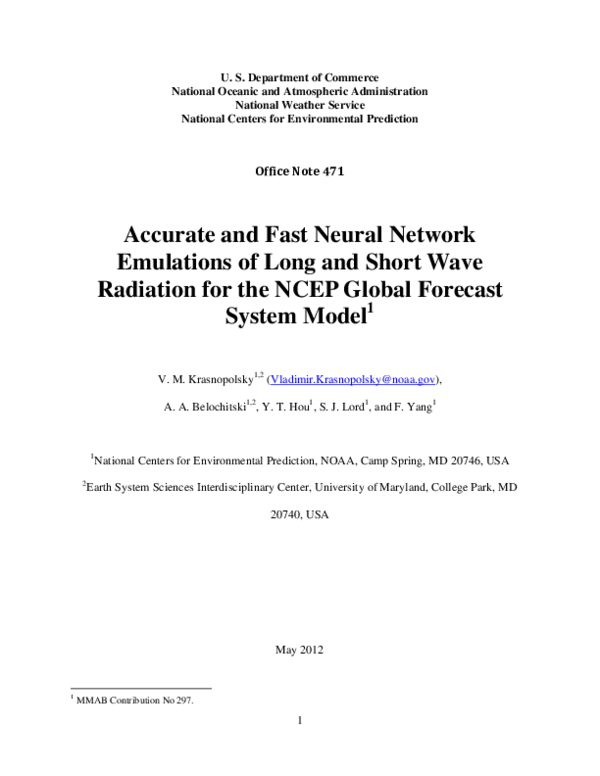 (PDF) Accurate and Fast Neural Network Emulations of Long and Short Wave Radiation for the NCEP ...