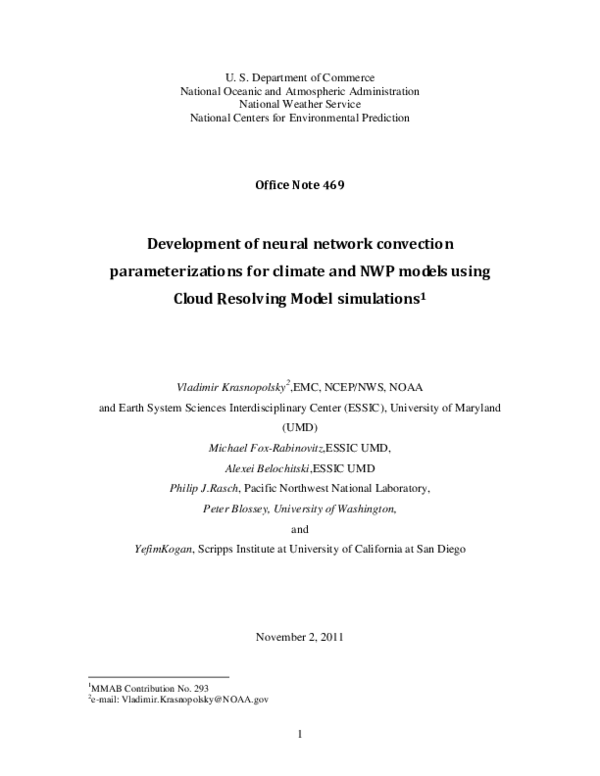 (PDF) Development of neural network convection parameterizations for climate and NWP models ...