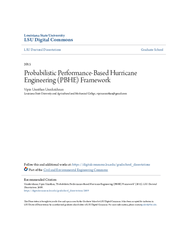 (PDF) Probabilistic Performance-Based Hurricane Engineering (PBHE) Framework