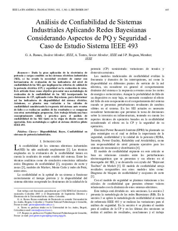 (PDF) Reliability Analysis of Industrial Electrical Systems Using Bayesian Networks Considering ...