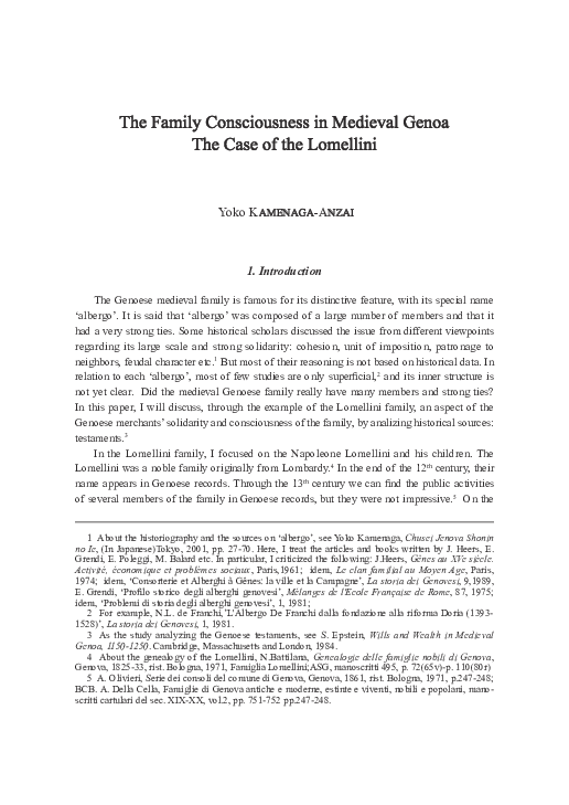 (PDF) The Family Consciousness in Medieval Genoa The Case of the ...