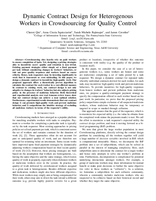 (PDF) Dynamic Contract Design for Heterogenous Workers in Crowdsourcing ...