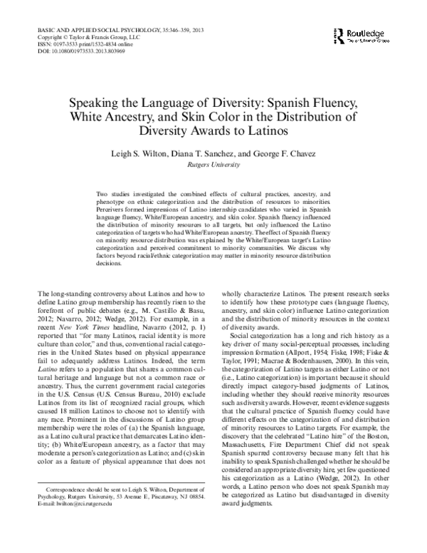 (PDF) Speaking the Language of Diversity: Spanish Fluency, White ...