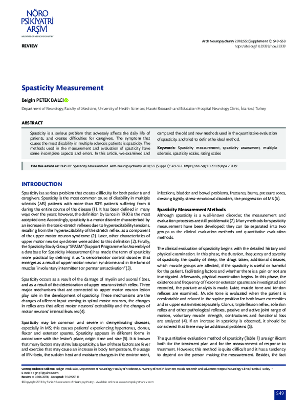 (PDF) Spasticty measurement