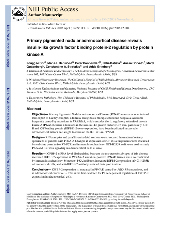 (PDF) Primary pigmented nodular adrenocortical disease could be one of ...