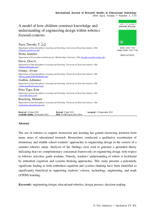 (PDF) A model of how children construct knowledge and understanding of ...