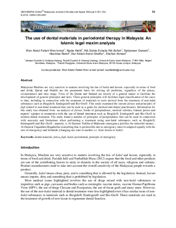 (PDF) The use of dental materials in periodontal therapy in Malaysia ...