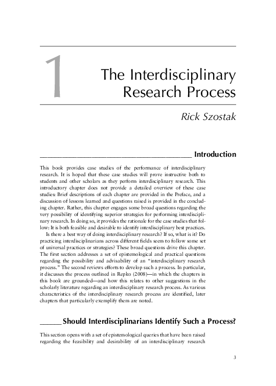 (PDF) The Interdisciplinary Research Process