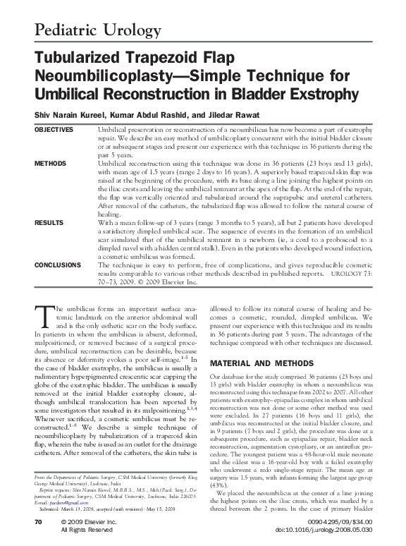 (PDF) Tubularized Trapezoid Flap Neoumbilicoplasty—Simple Technique for ...