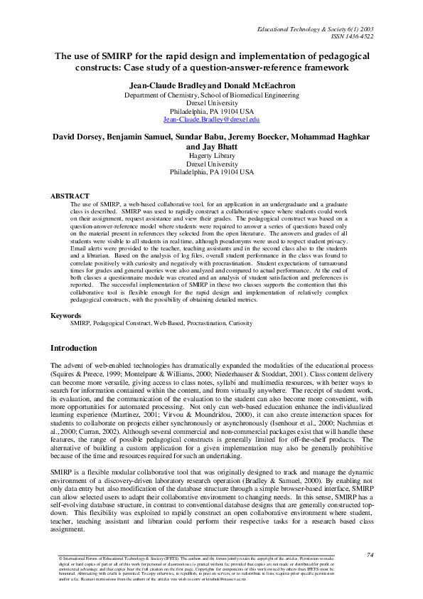 (PDF) The use of SMIRP for the rapid design and implementation of ...