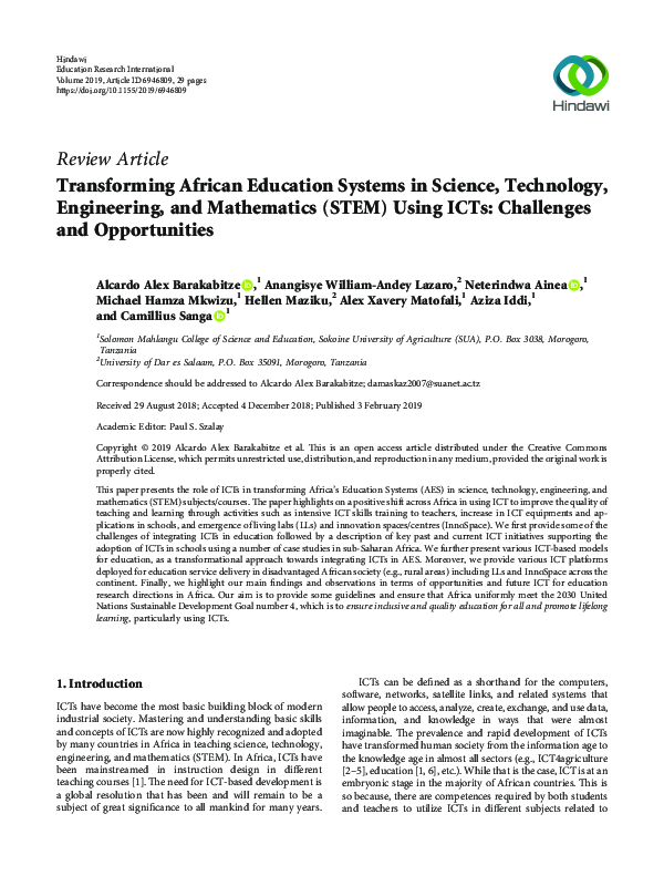 (PDF) Transforming African Education Systems in Science, Technology ...