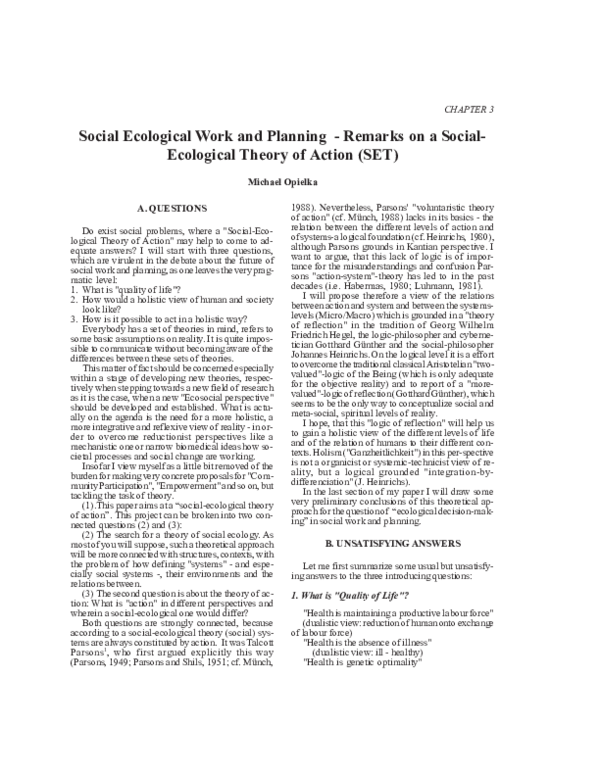 (PDF) CHAPTER 3 Social Ecological Work and Planning- Remarks on a ...