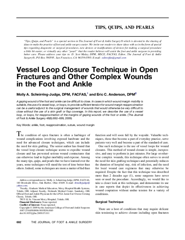 (PDF) Vessel Loop Closure Technique in Open Fractures and Other Complex ...