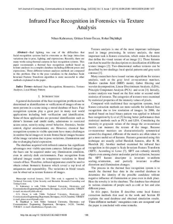 (PDF) Infrared Face Recognition in Forensics via Texture Analysis