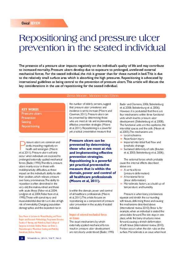 (PDF) Repositioning and pressure ulcer prevention in the seated individual