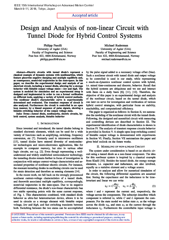 (PDF) Design and analysis of non-linear circuit with tunnel diode for ...