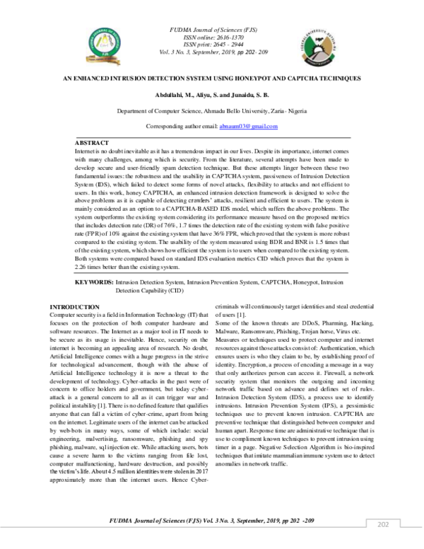 (PDF) An Enhanced Intrusion Detection System Using Honeypot and Captcha Techniques