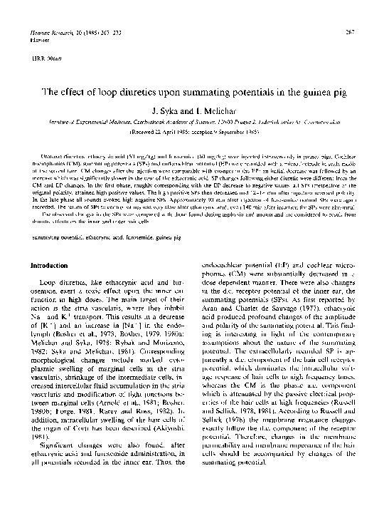 (PDF) The effect of loop diuretics upon summating potentials in the ...