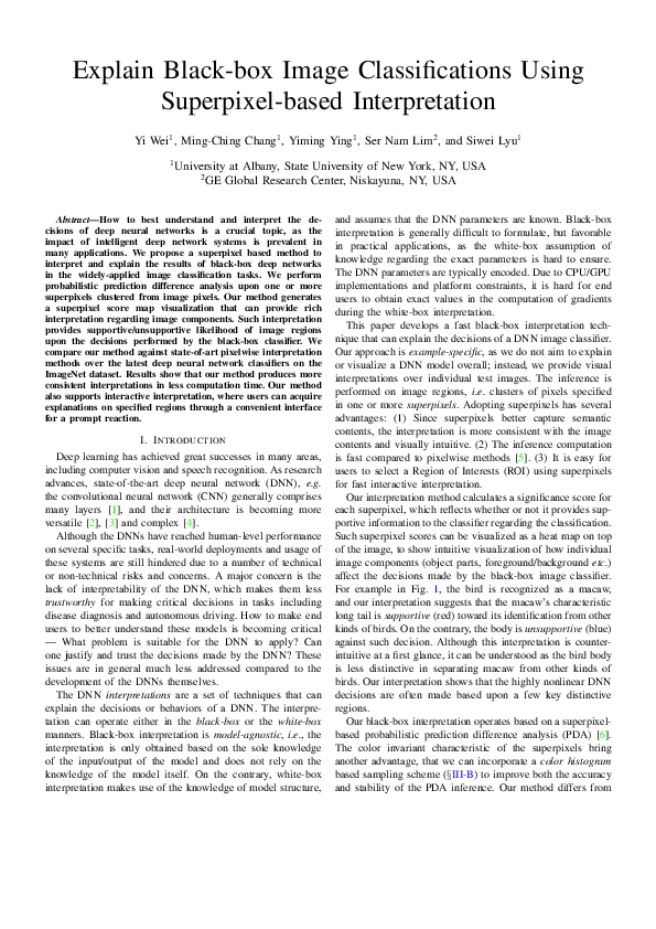(PDF) Explain Black-box Image Classifications Using Superpixel-based ...