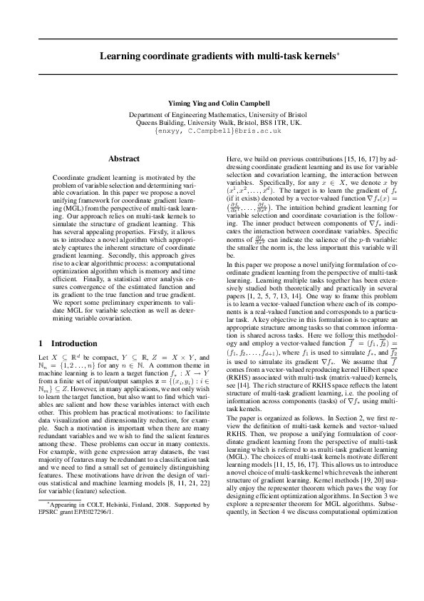 (PDF) Learning coordinate gradients with multi-task kernels ∗