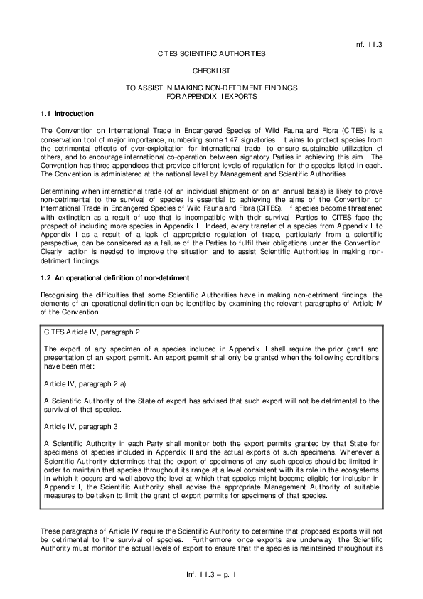 (PDF) Guidance for CITES scientific authorities : checklist to assist ...