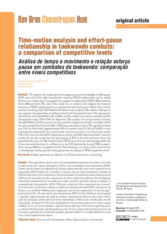 (PDF) Time-motion analysis and effort-pause relationship in taekwondo ...
