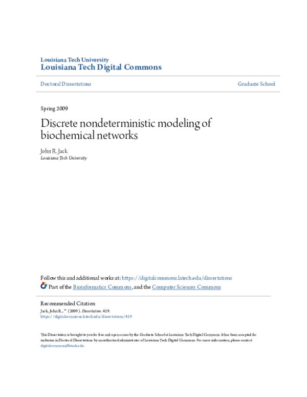 (PDF) Discrete nondeterministic modeling of biochemical networks | john JACK - Academia.edu