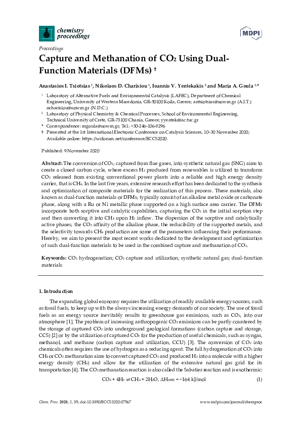 (PDF) Capture and Methanation of CO2 Using Dual-Function Materials (DFMs)