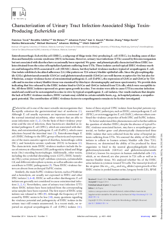 (PDF) Characterization of Urinary Tract Infection-Associated Shiga ...