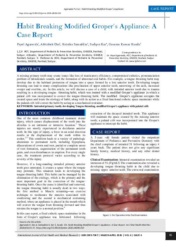 (PDF) Habit Breaking Modified Groper’s Appliance: A Case Report ...