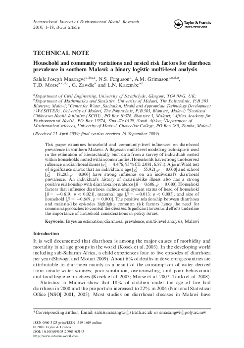(PDF) Addressing diarrhea prevalence in the West African Middle Belt ...