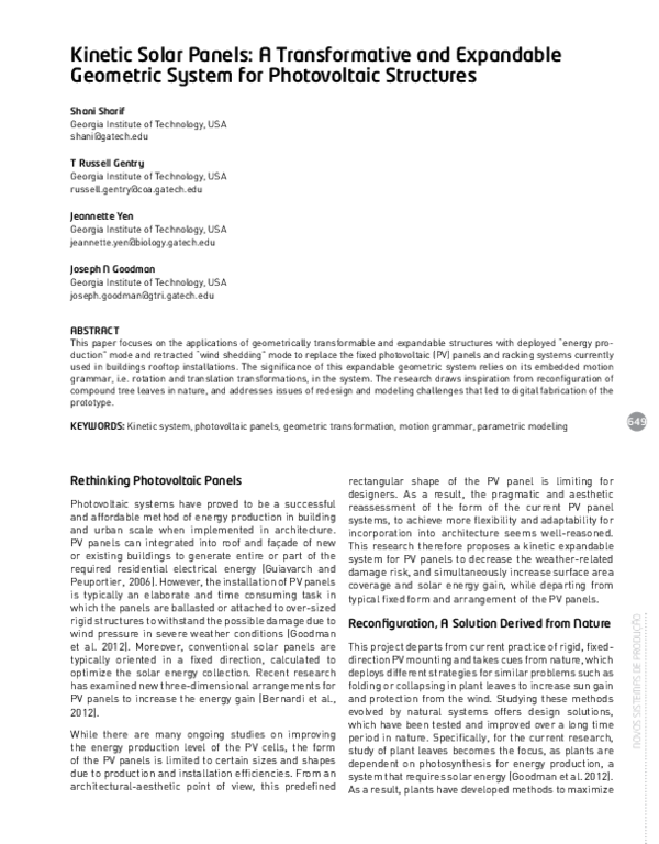 (PDF) Kinetic Solar Panels: A Transformative and Expandable Geometric ...