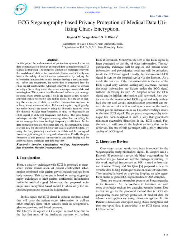 (PDF) ECG Steganography based Privacy Protection of Medical Data Utilizing Chaos Encryption ...