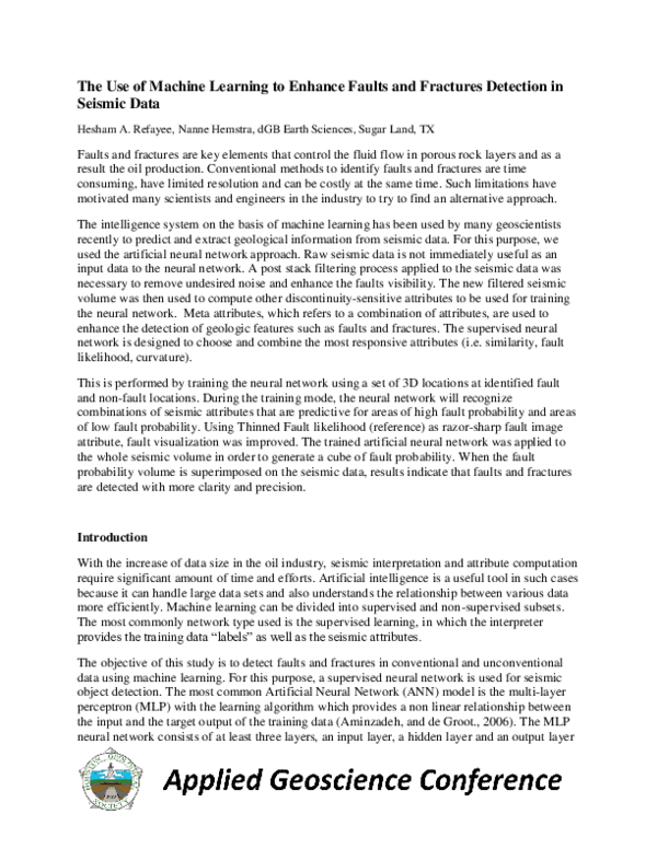 Pdf The Use Of Machine Learning To Enhance Faults And Fractures
