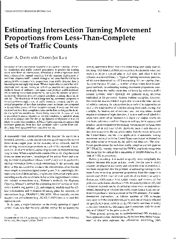 (PDF) Estimating intersection turning movement proportions from less ...